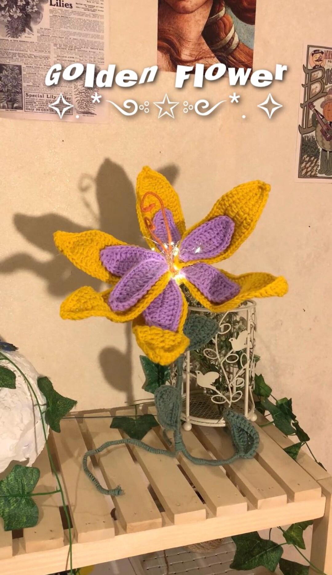 Crochet Golden Flower - Hancrafted Crochet Lamp Inspired by Rapunzel - Etsy
