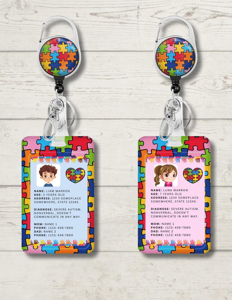 Editable Autism Safety ID Card: Printable Tag (digital) - Etsy UK