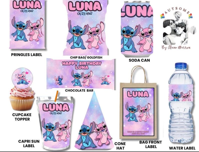 Stitch Party Favor Bundle: Printable & Editable (canva) - Etsy