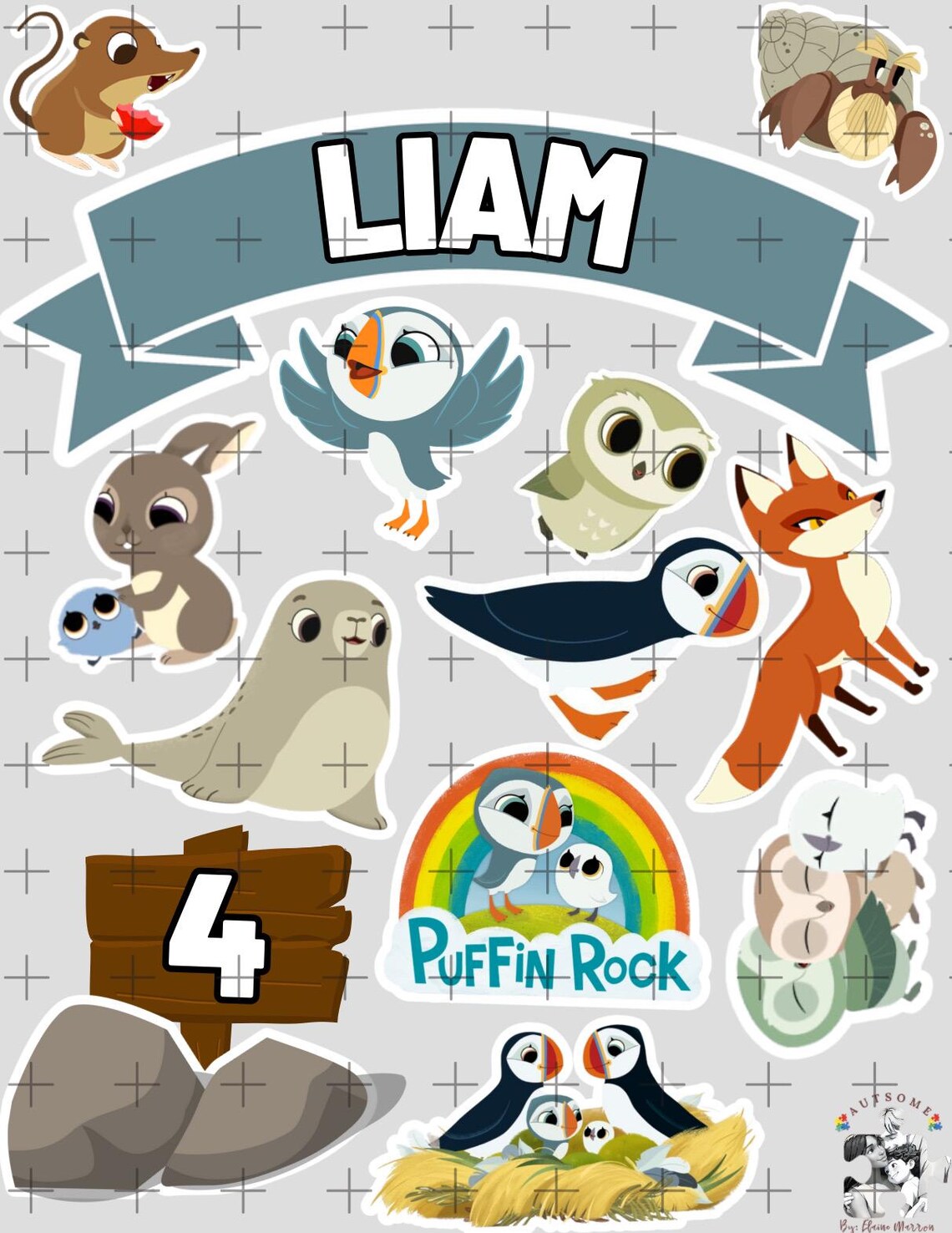 Puffin Rock | Cake Topper | Girls Birthday | Boys Birthday |printable ...