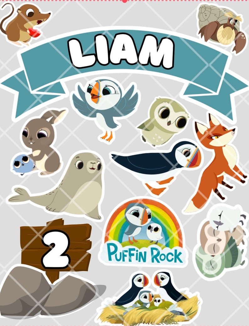 Puffin Rock | Cake Topper | Girls Birthday | Boys Birthday |printable ...