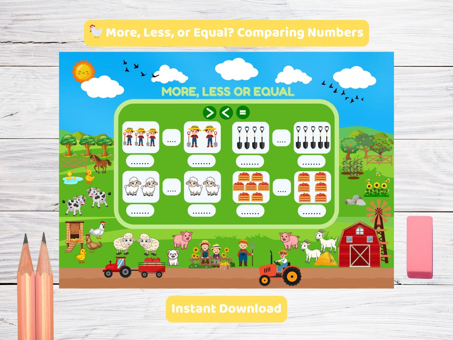 Farm Math Worksheets – Addition, Subtraction & Comparing – Printable ...