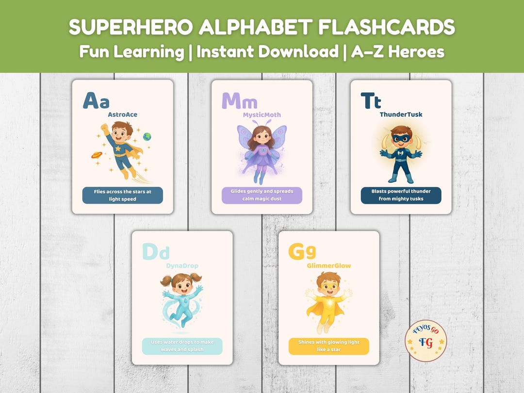 Superhero Alphabet Flashcards A–Z – Learn Letters With Power ...