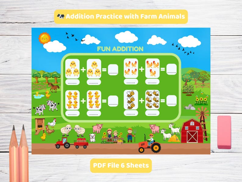Farm Math Worksheets – Addition, Subtraction & Comparing – Printable ...