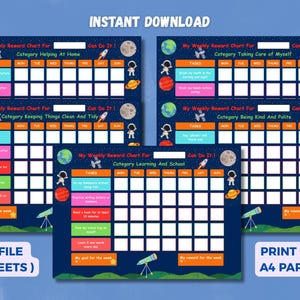 Astronaut Reward Chart for Kids – Space-themed Behavior Tracker ...