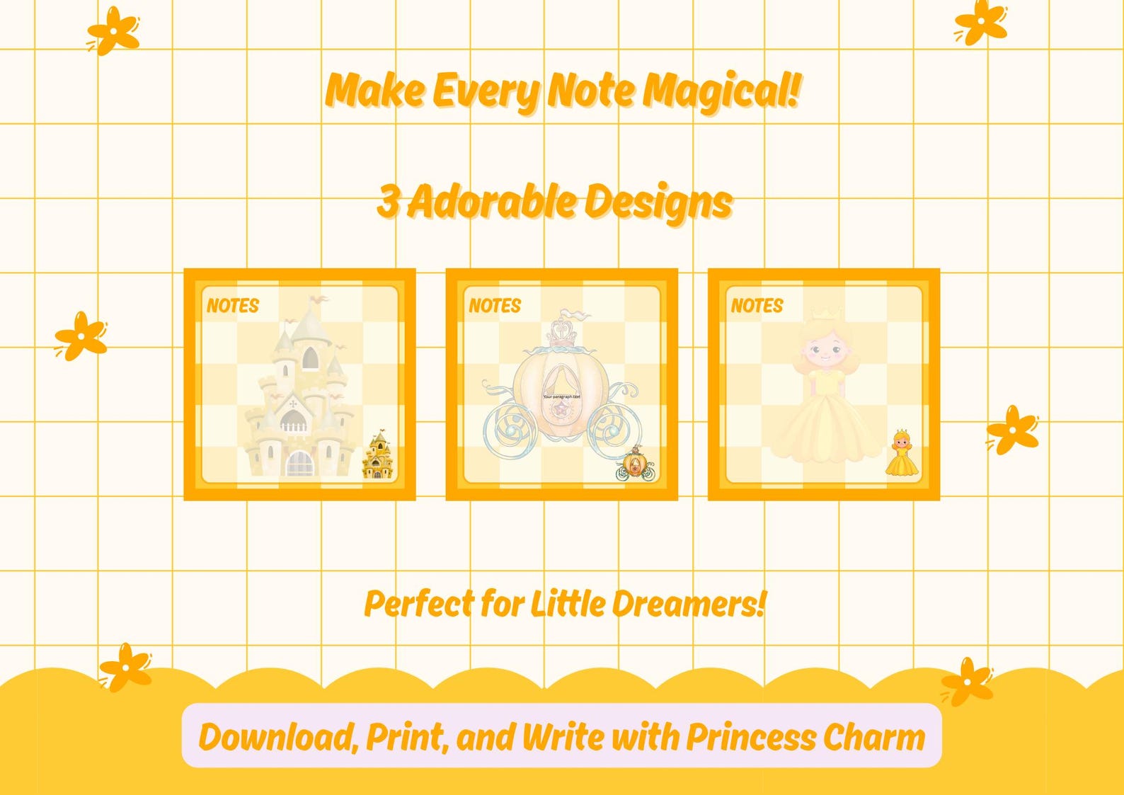 Princess Notes for Kids – Fairy Tale Themed Notepad – Printable Digital ...