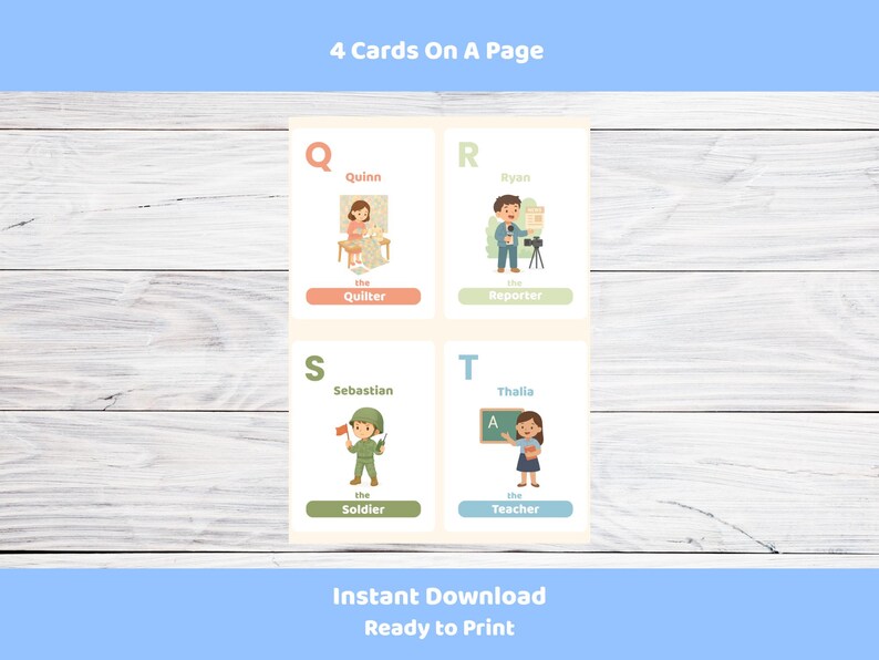 A–Z Occupation Flashcards for Kids – 26 Printable Job Cards | Instant ...