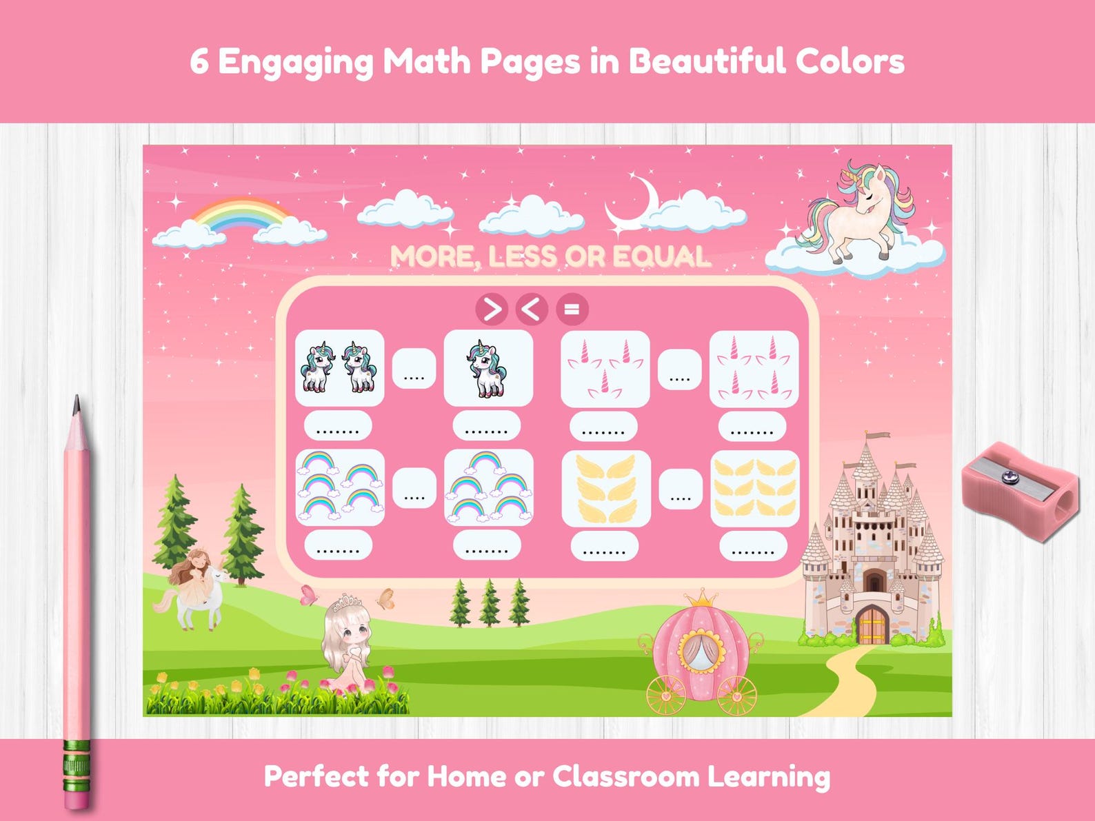 Unicorn and Princess Math Worksheets – Addition, Subtraction ...
