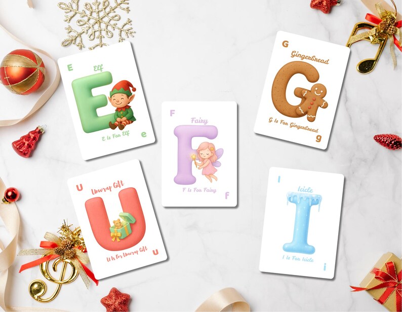 Christmas Alphabet Flashcards Printable – ABC Cards for Kids, Holiday ...