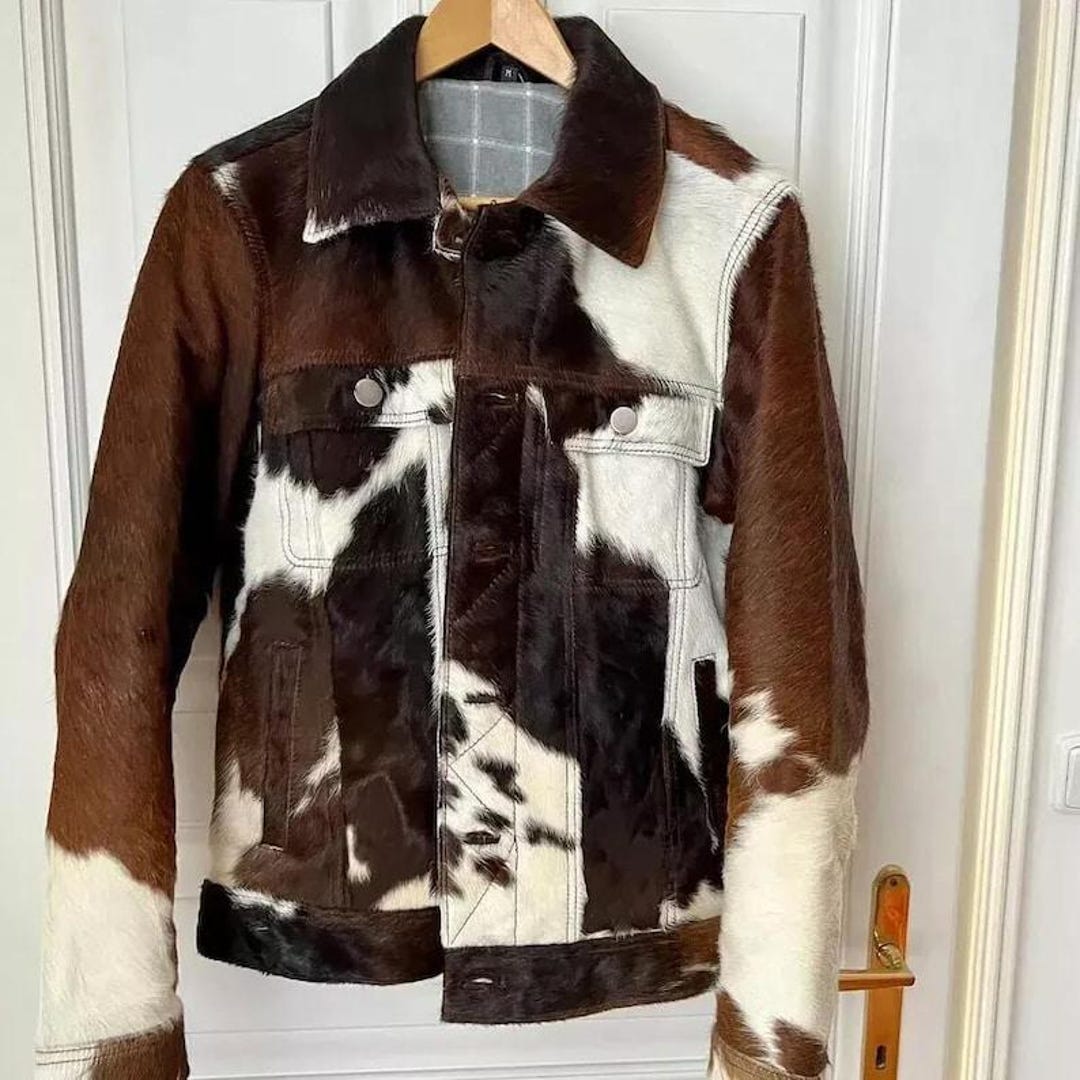 Men's Cowhide Hair on Pony Skin Jacket, Stylish Western Real Cowhide ...