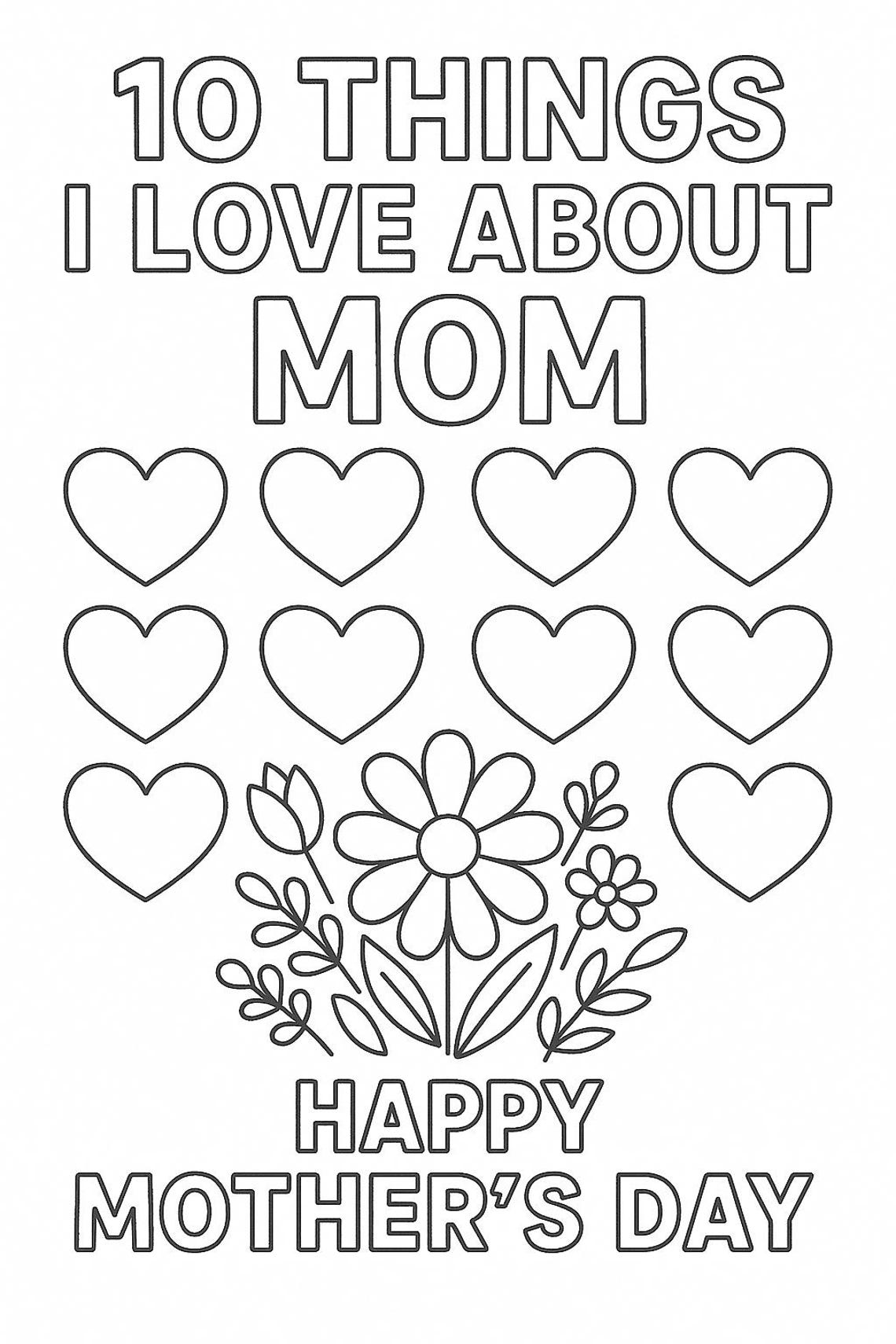 10 Things I Love About Mom | Mother’s Day 2025 | Coloring Sheet - Etsy