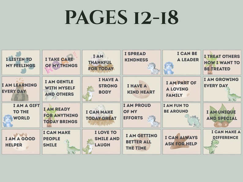 Dinosaur Affirmation Cards for Kids (ages 2–5) – 96 Positive ...