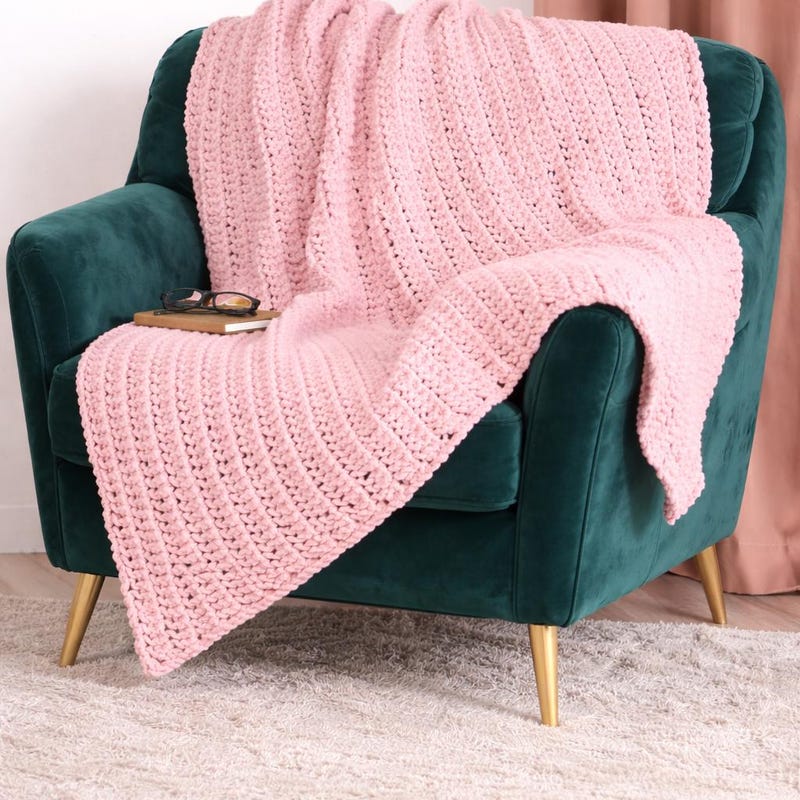 Blush Chunky Knit Throw - Etsy