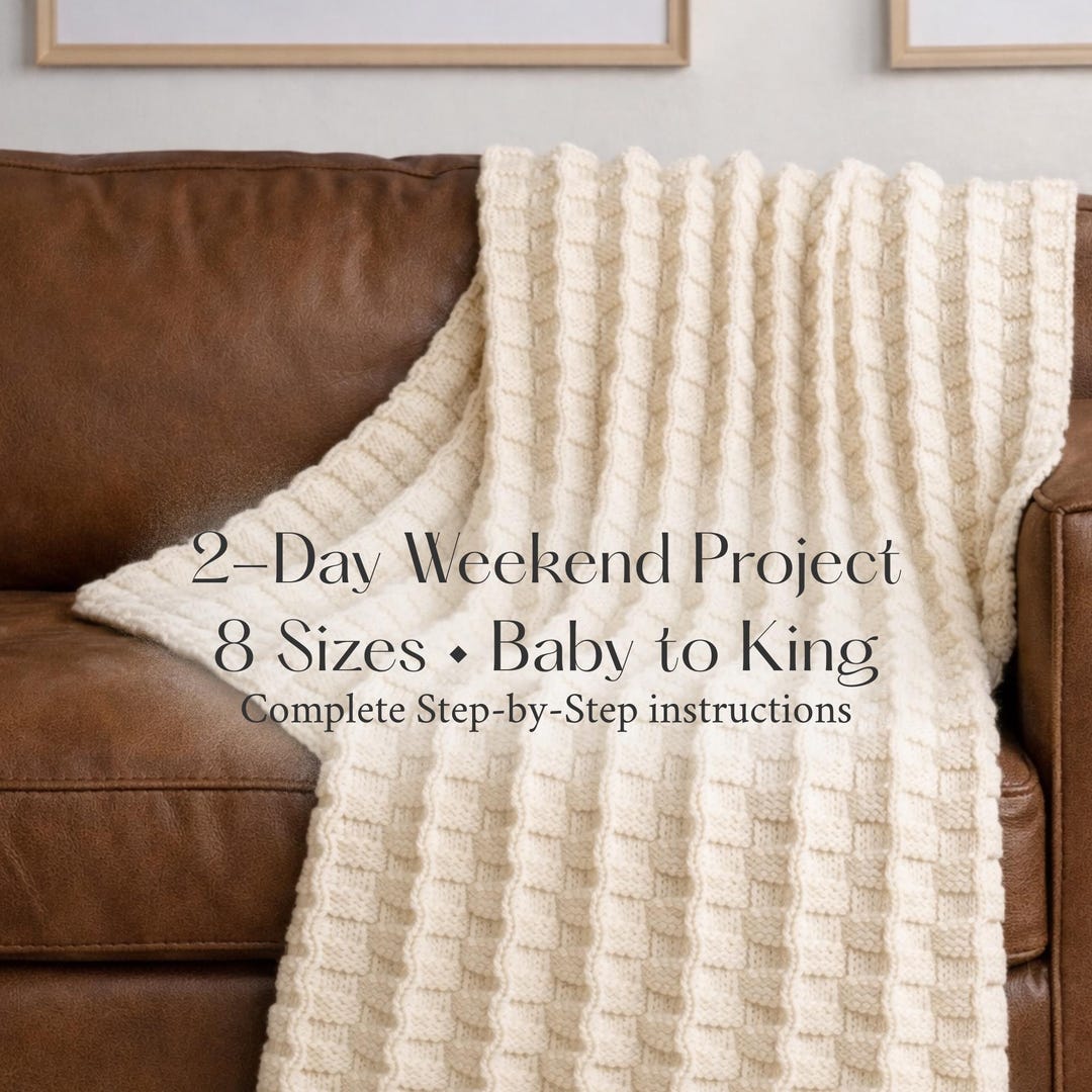 Knitting Pattern Blanket, Easy Knit Blanket Pattern, Basket Weave ...