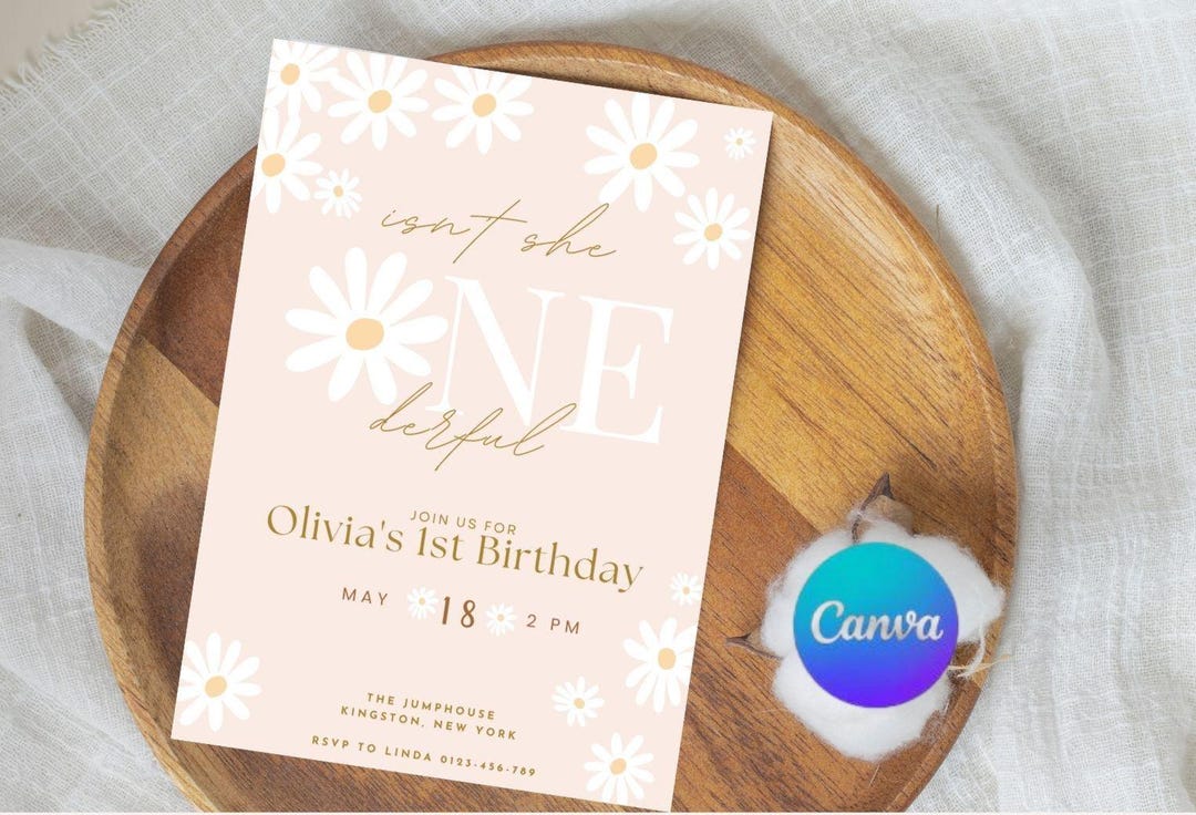 Daisy Birthday Invitation, Flower 1st Birthday Invite, Daisy Invitation ...