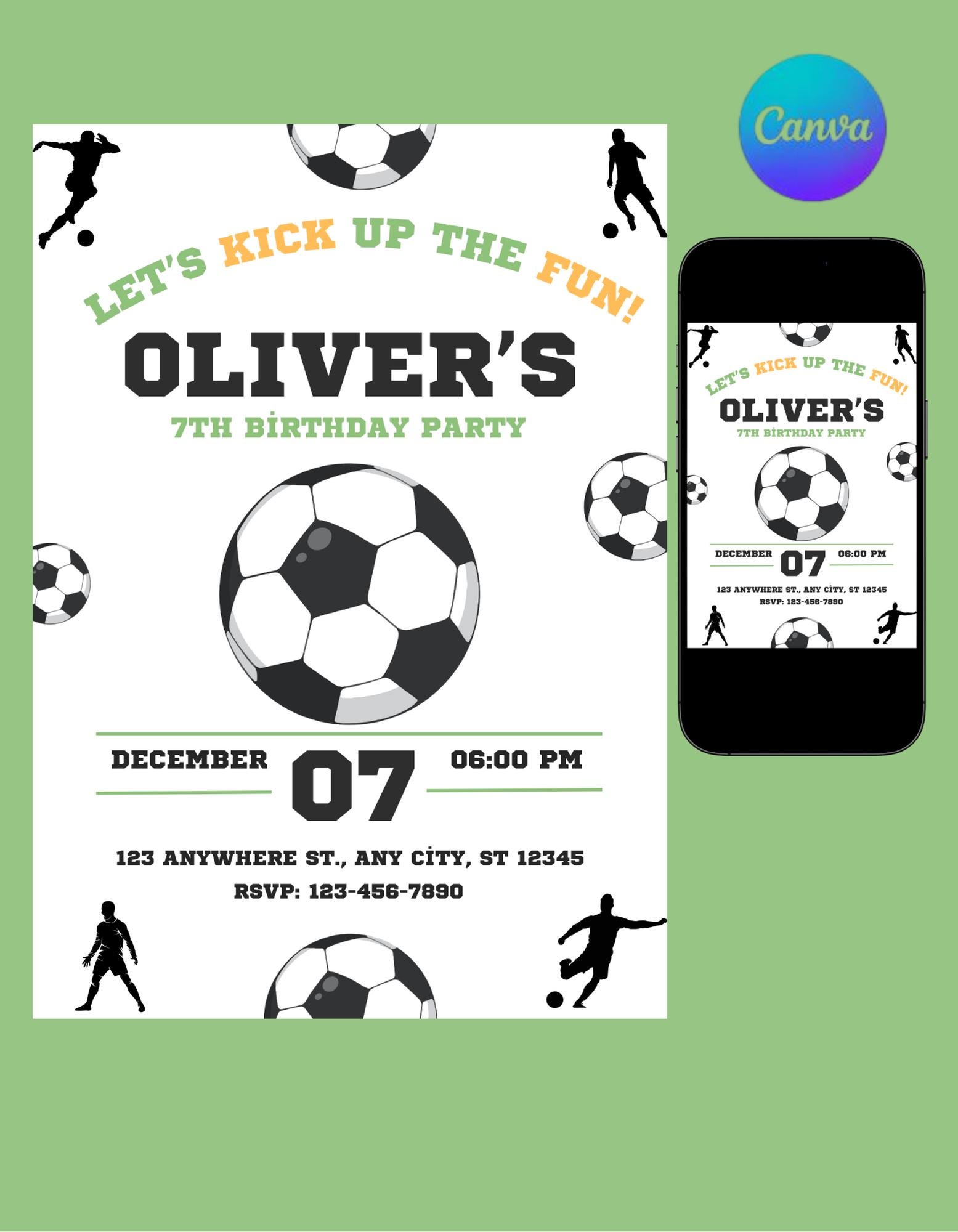 Editable Soccer Birthday Invitation Template, Boys Soccer Party ...
