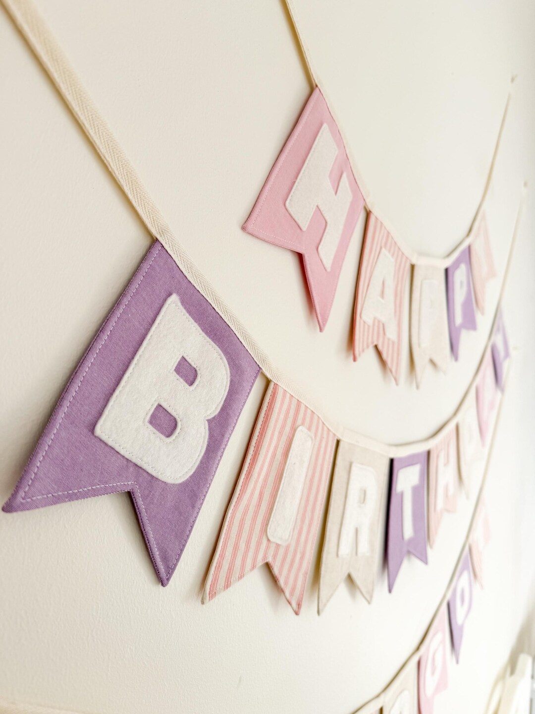 Handmade Happy Birthday Fabric Bunting – Pink Purple Keepsake Banner - Etsy