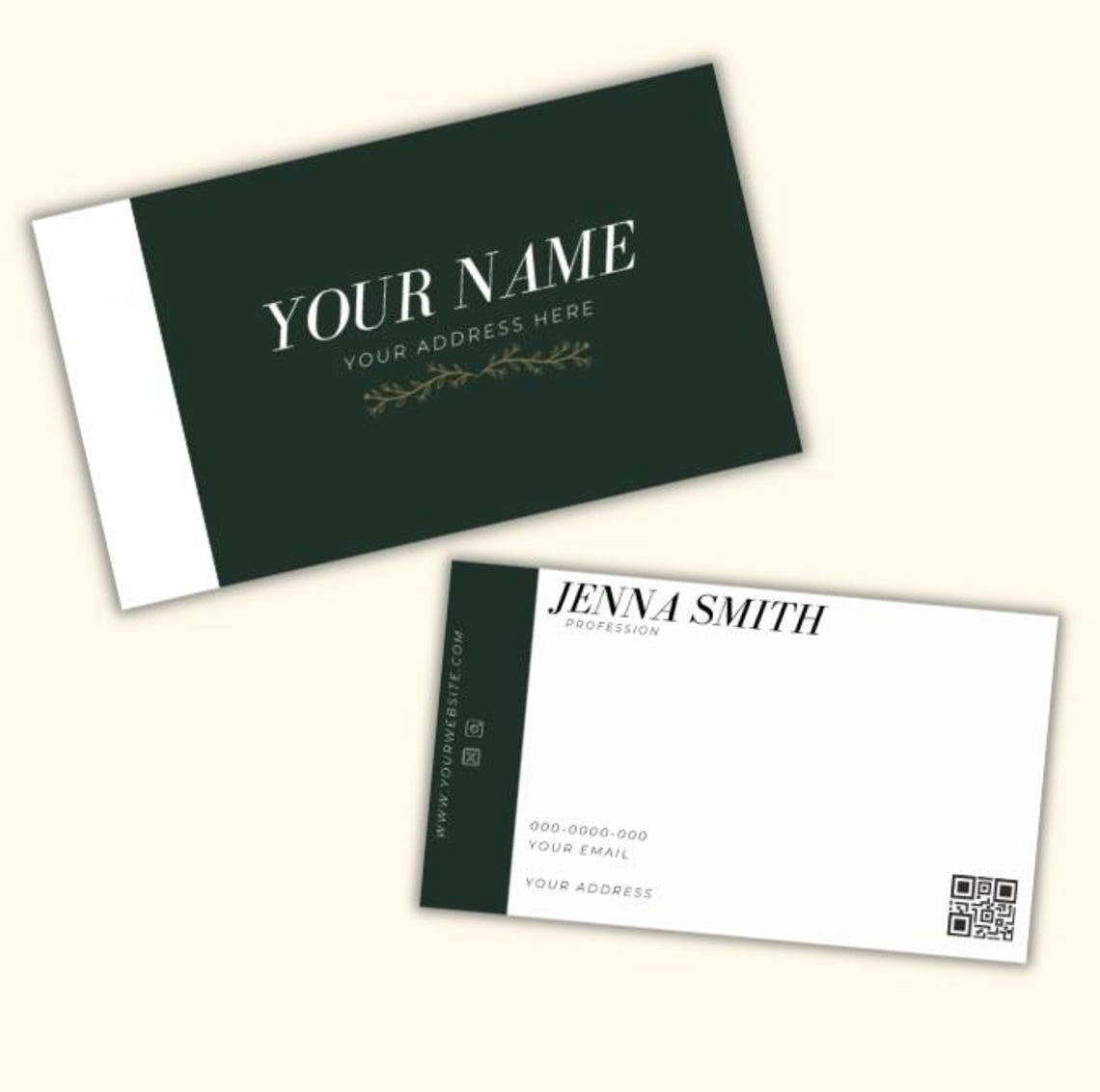 Customizable Forest Green Business Cards - Etsy