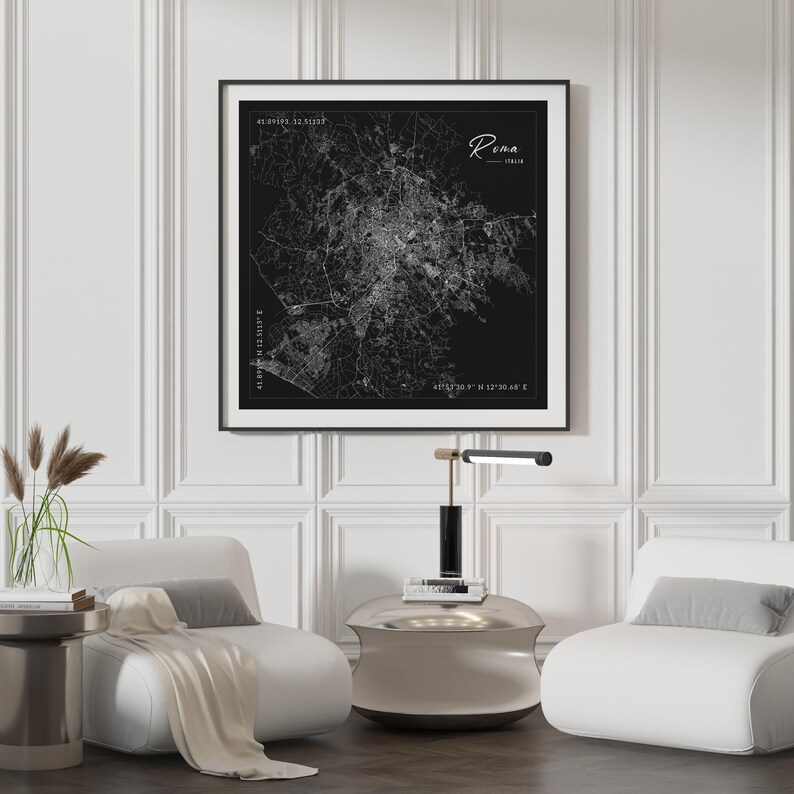 Rome Map Poster to Print in PDF, Digital Art, City Map, Rome Print ...