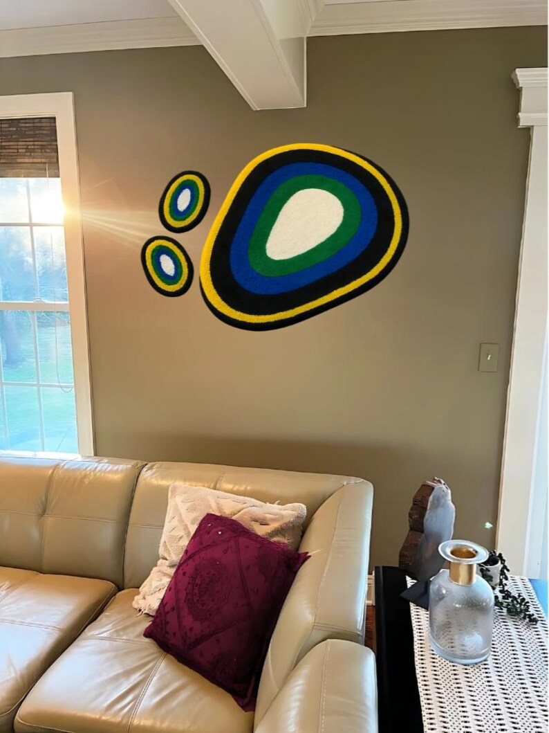 Colorful Tufted Rug Wall Art - Modern Abstract Area Rug Set | Handmade ...