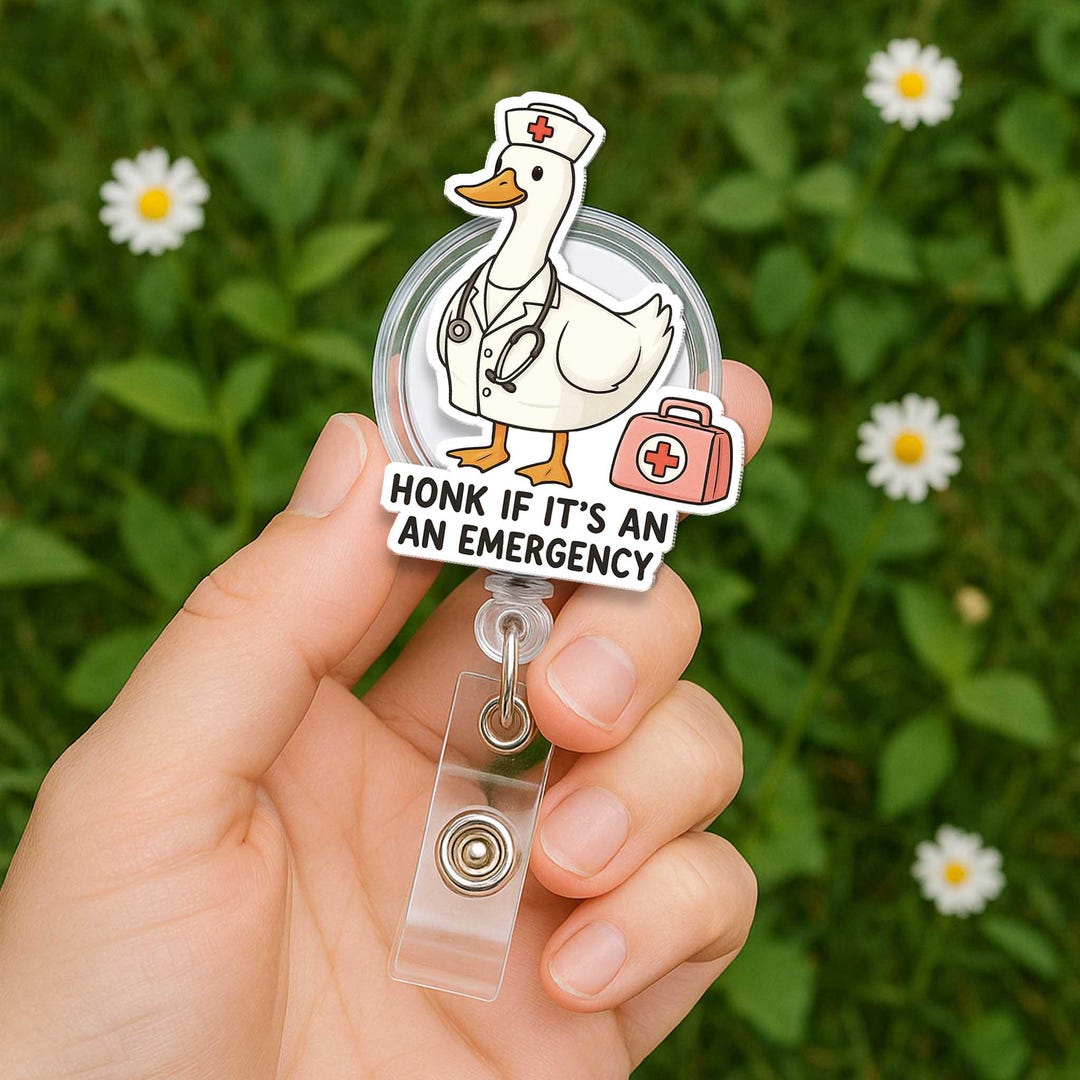 Cute Nurse Duck With Stethoscope Badge Reel, "honk If Emergency ...