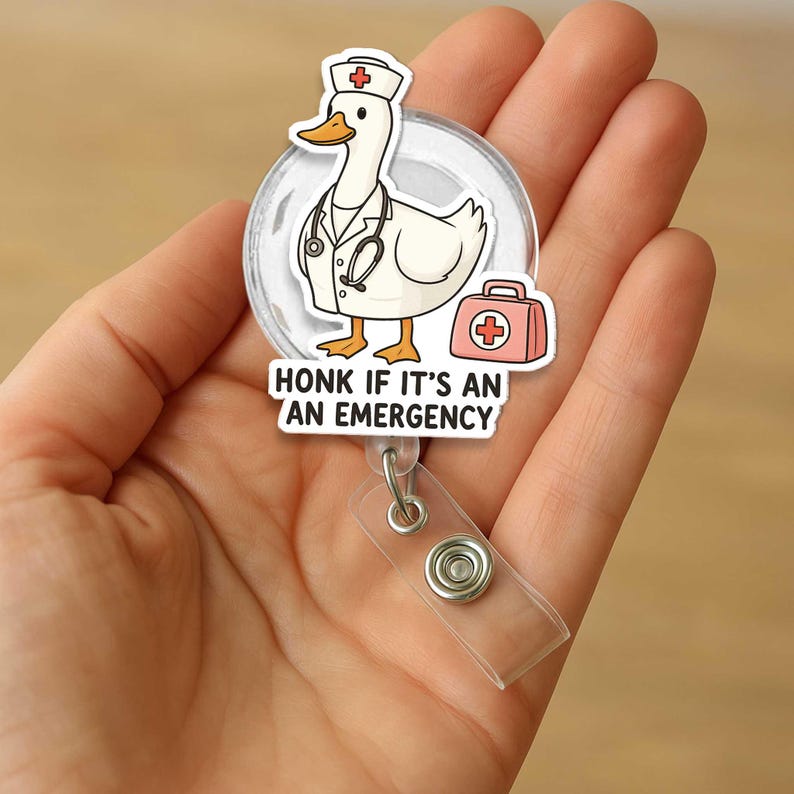 Cute Nurse Duck With Stethoscope Badge Reel, "honk If Emergency ...