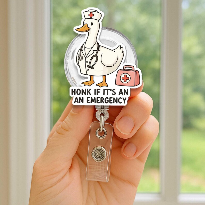 Cute Nurse Duck With Stethoscope Badge Reel, "honk If Emergency ...