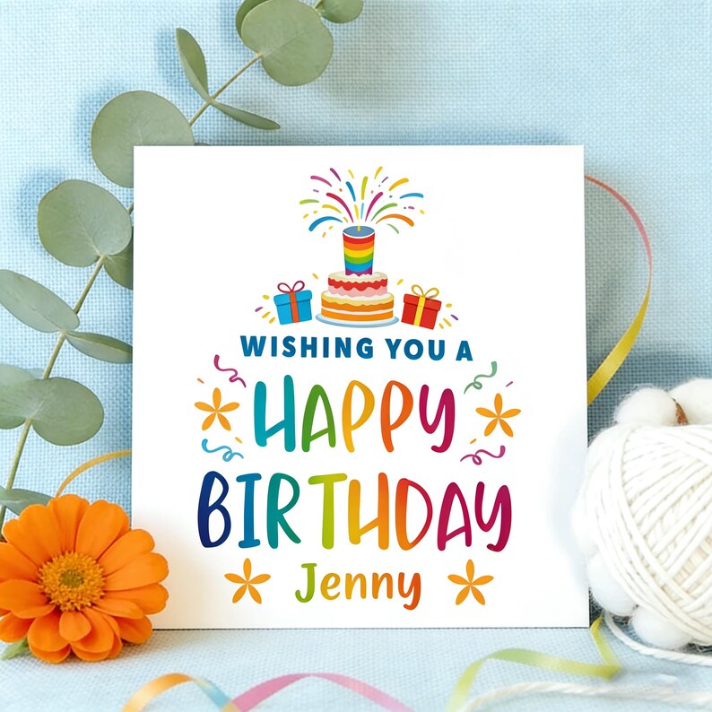 Custom Happy Birthday Card With Envelope，personalized Name & Message ...