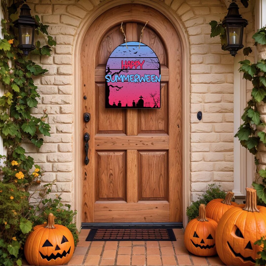 Happy Summerween Witch's Hat Hanging Wood Sign,cute Halloween in Summer ...