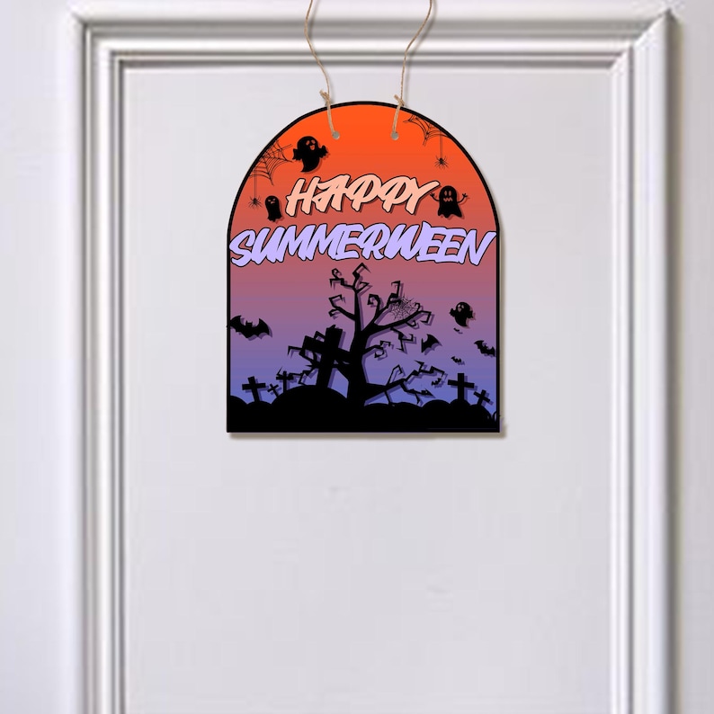 Happy Summerween Ghost Hanging Wood Sign, Cute Halloween in Summer ...