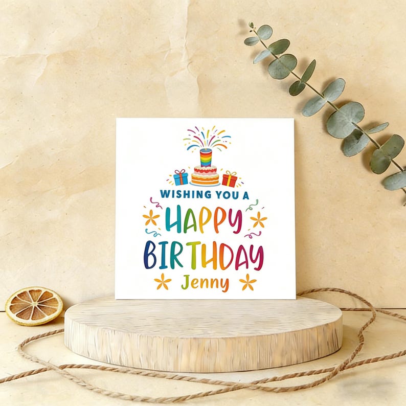 Custom Happy Birthday Card With Envelope，personalized Name & Message ...