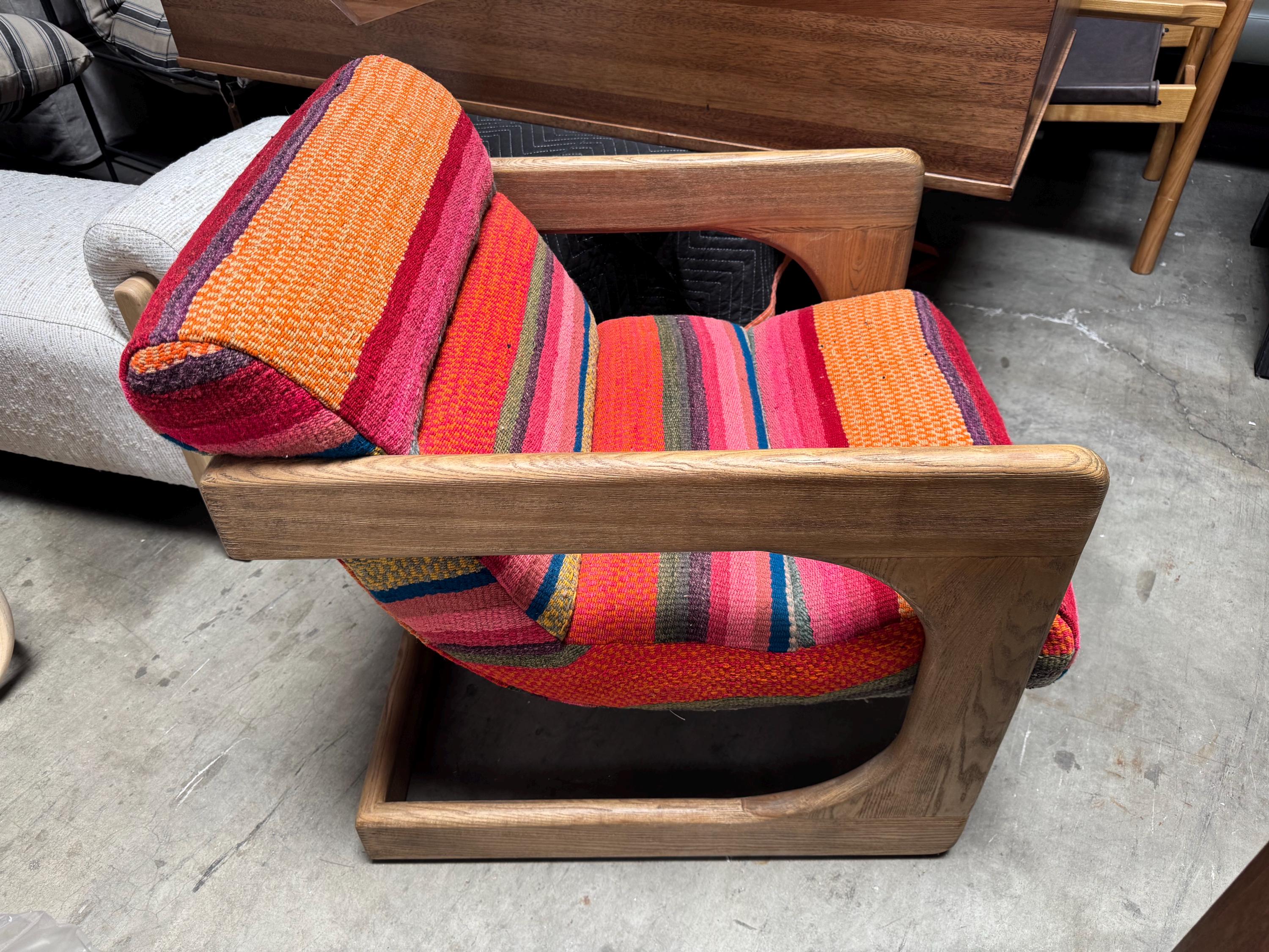 Custom Upholstered Arm Chair W/ Peruvian Textile - Etsy