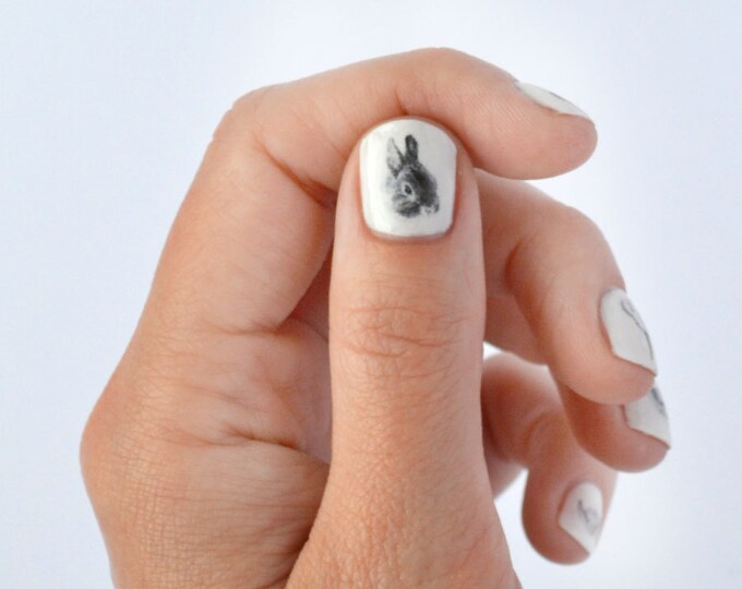 Bunny Nail Transfers - 40 Rabbit Nail Art Decals - Bunnies ...