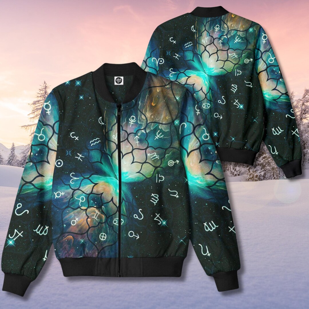 Celestial Bomber Jacket: Zodiac & Nebula Design, Astrology Gift - Etsy