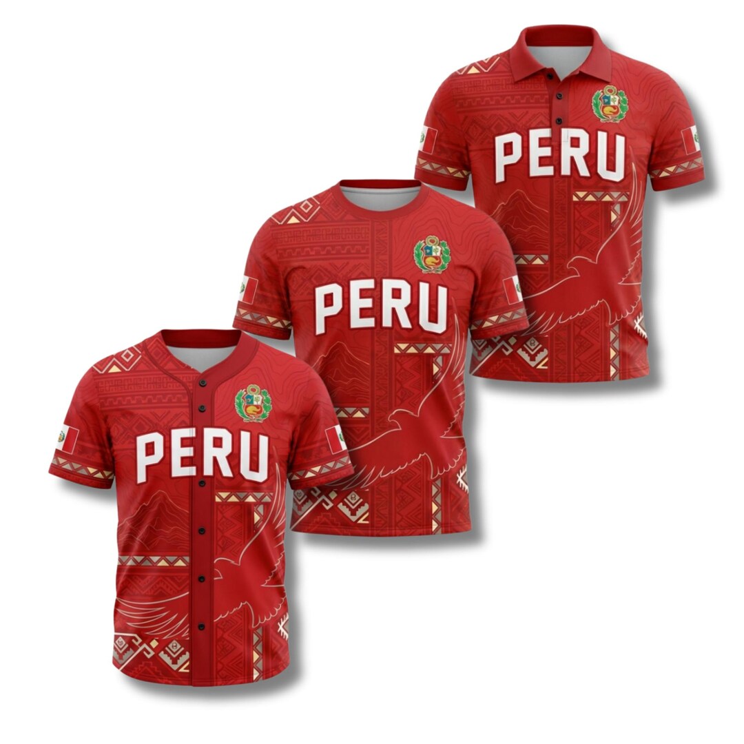Peru Shirt Baseball Jersey Polo T Shirt, Flag Gift, Travel Fan Apparel ...