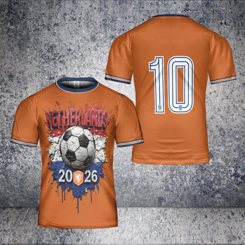 Netherlands WC 2026 Soccer Fan Shirt Orange Lion Graphic Tee Dutch ...