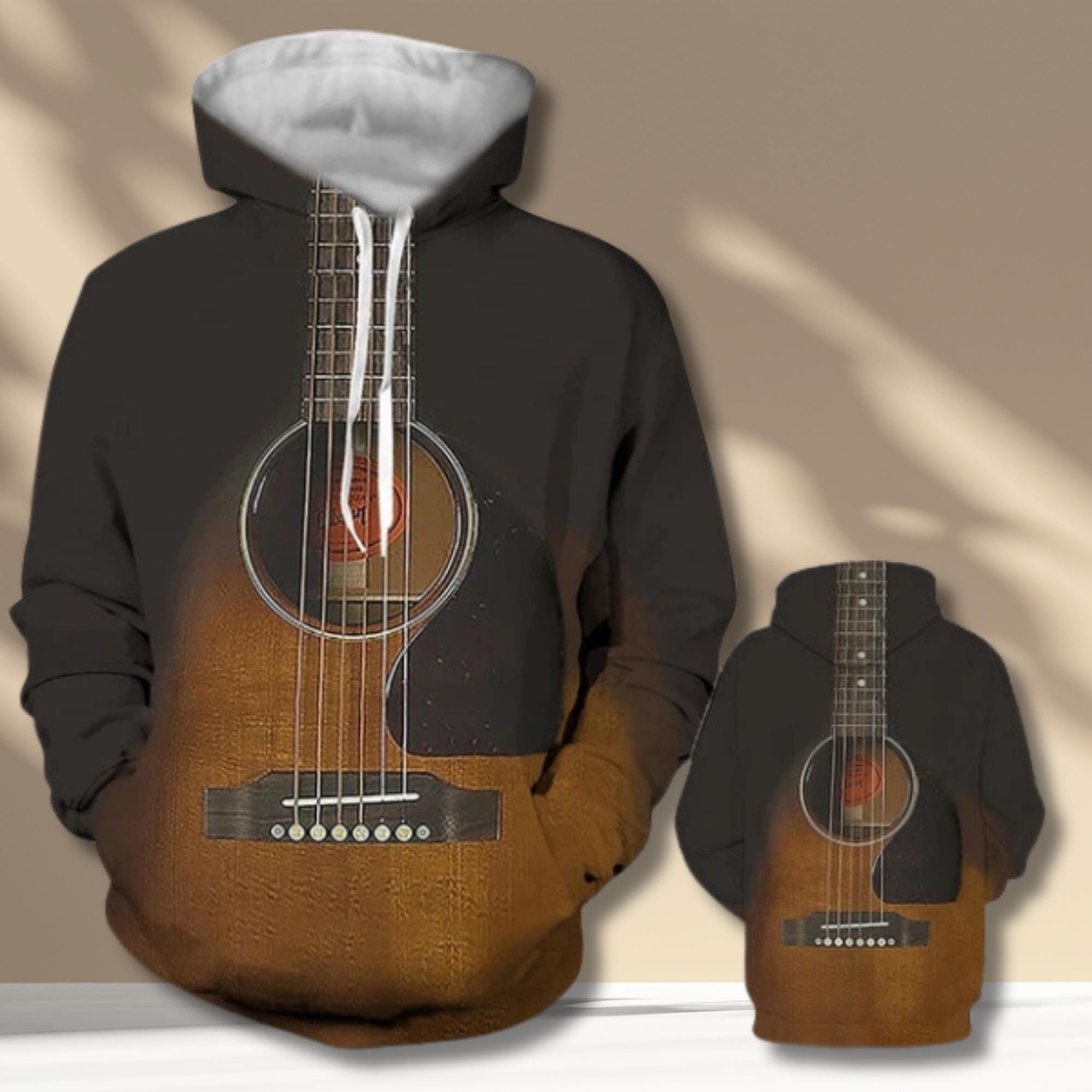Guitar Instrument Hoodie 3D Print | Acoustic Electric Musician Unisex ...