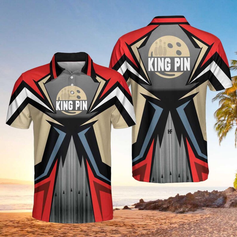 King Pin Bowling Polo Shirt for Men With Bold Graphic Lane Design ...
