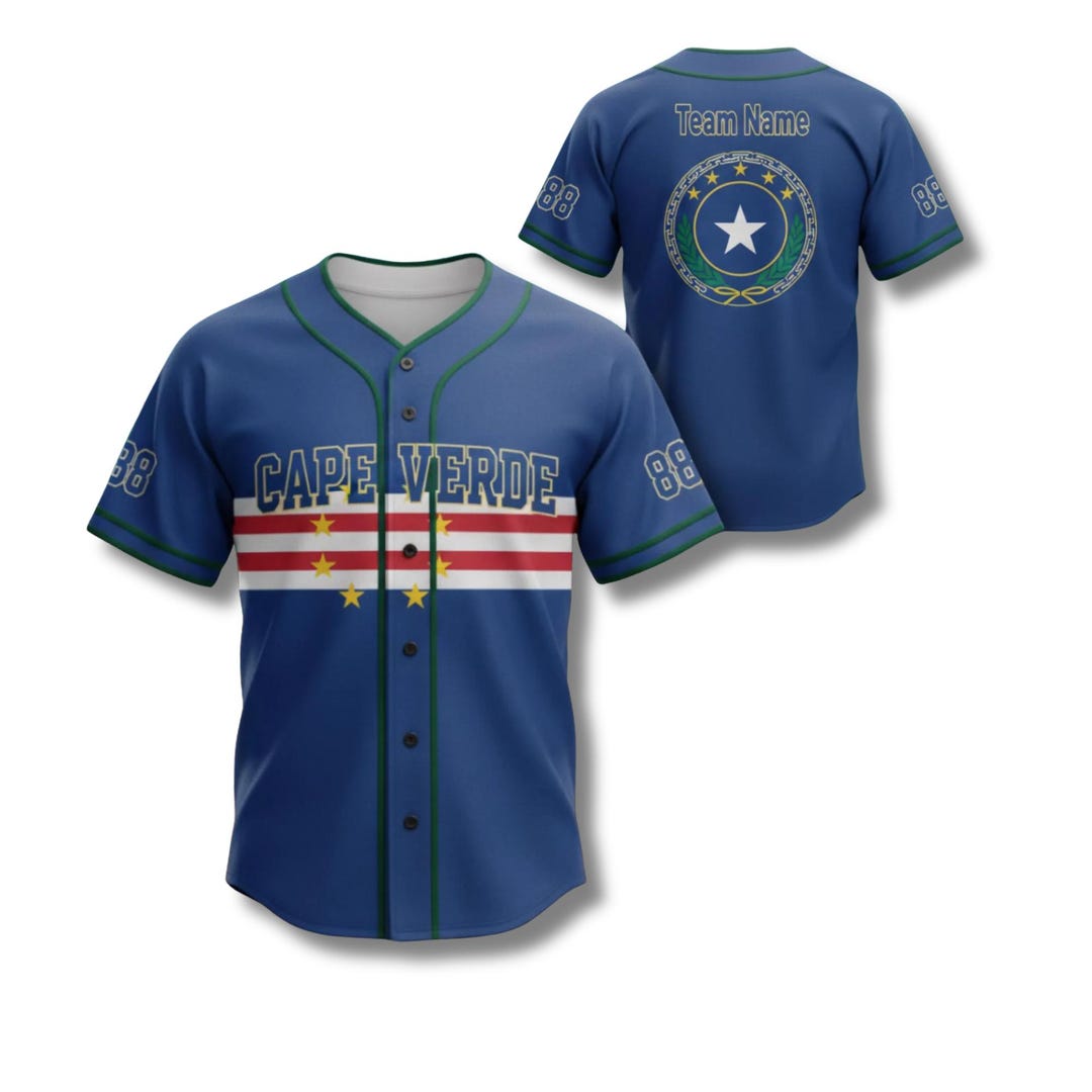 Custom Cape Verde Baseball Jersey With Name Number, Personalized Team ...