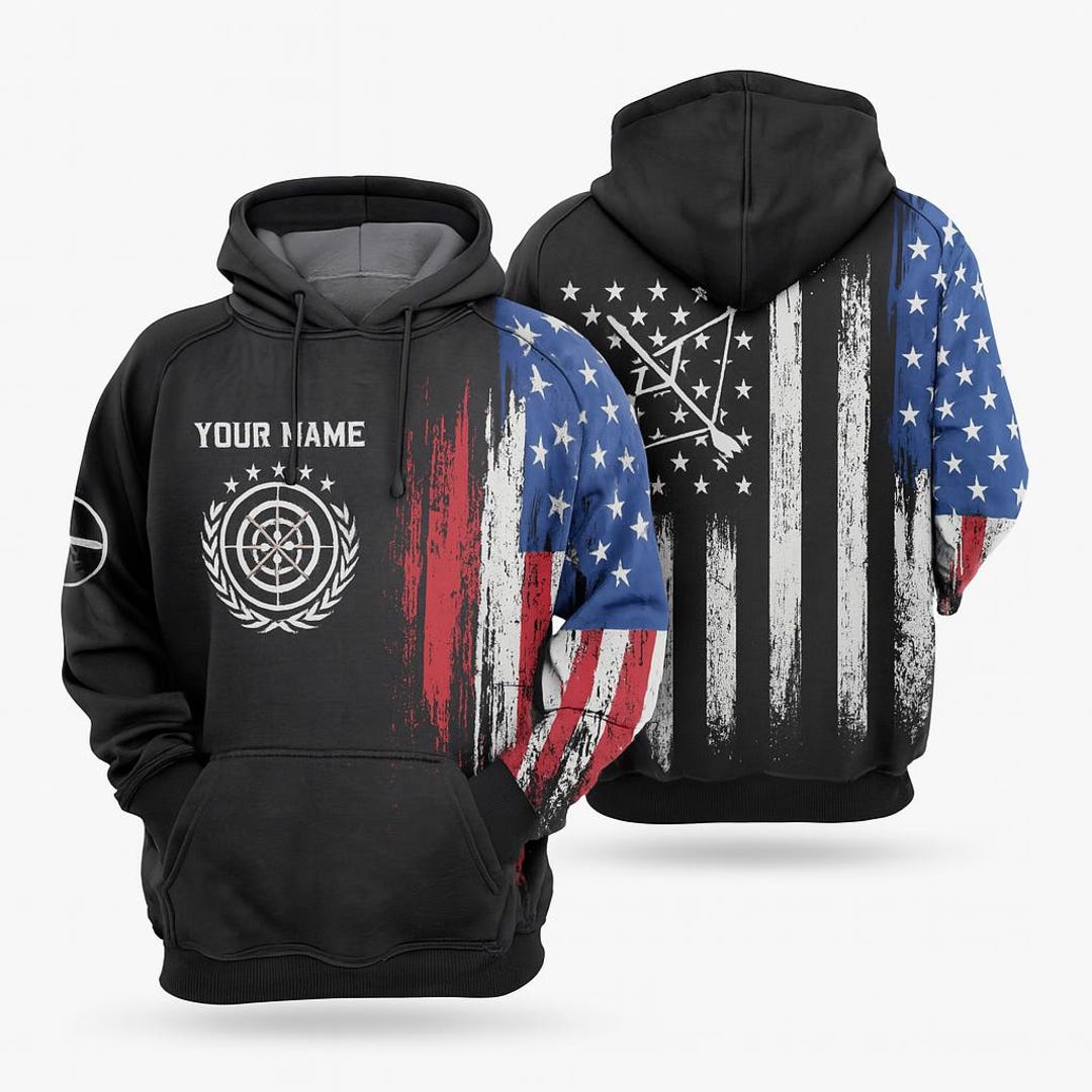 American Flag Target Hoodie Custom Name Patriotic 3D - Etsy