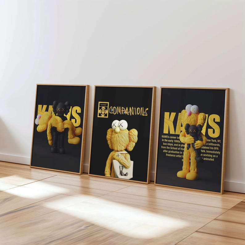 Hypebeast Yellow Kaws Poster Set of 3, !!!DIGITAL PRODUCT DOWNLOAD ...