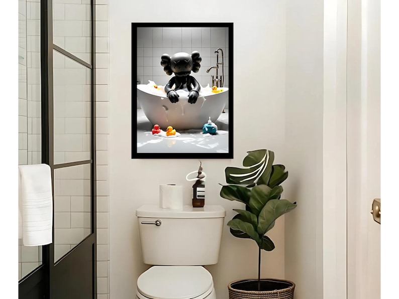 Kaws Sitting on Bathtube Poster, Hypebeast Bathroom Decor, Kaws ...
