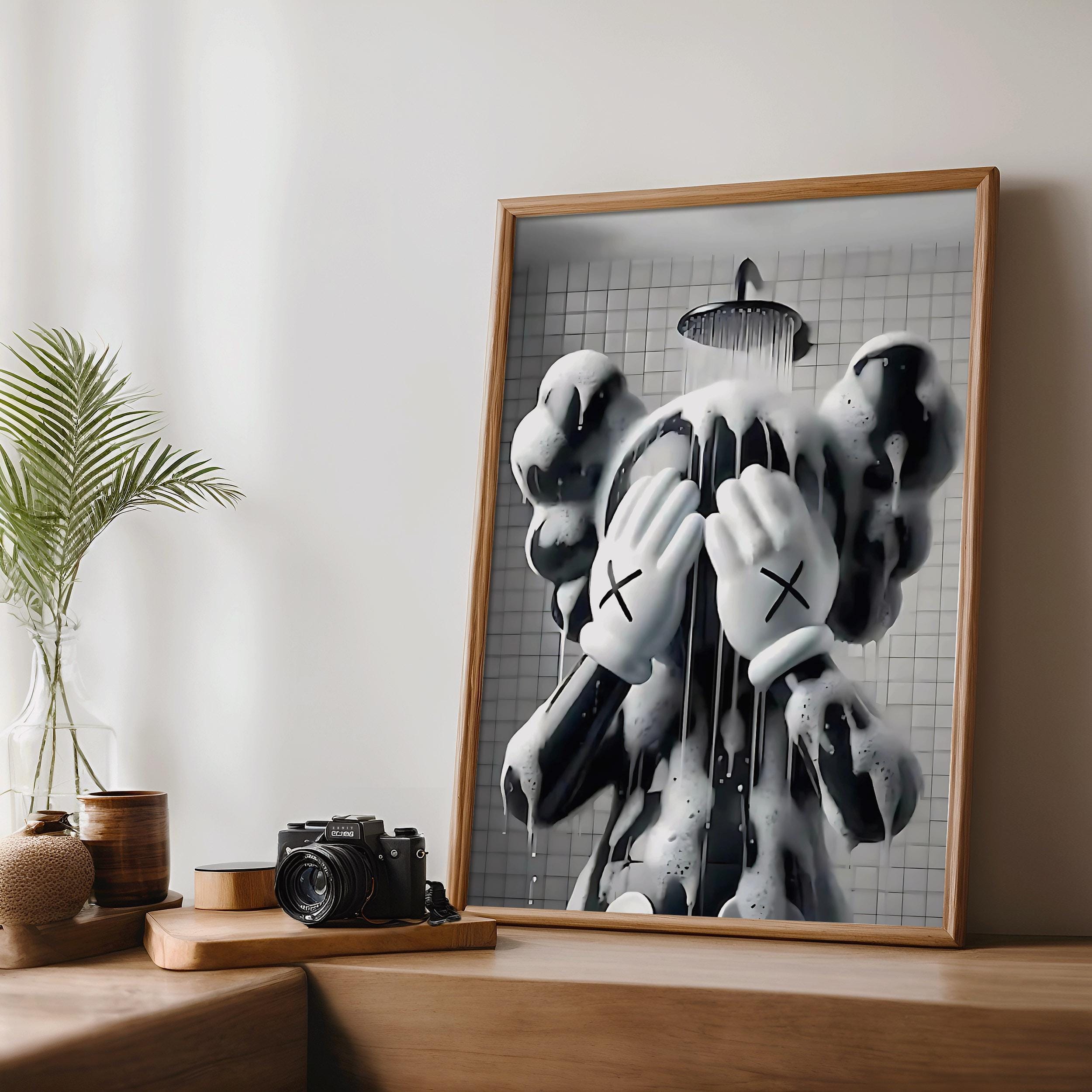 Hypebeast Kaws Sitting on Toilet Poster, Hypebeast Figure Print, Black ...