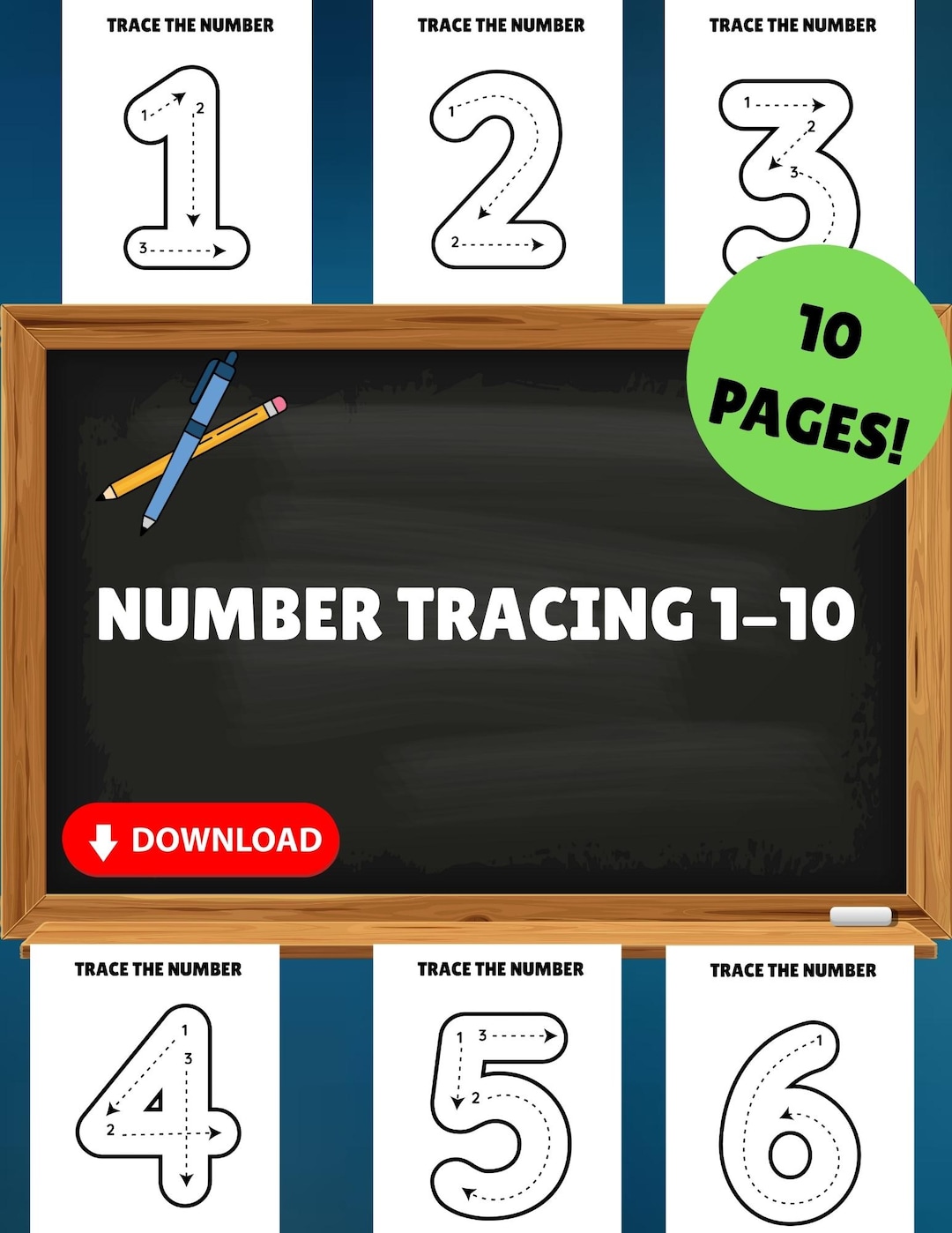 Number Tracing 1-10 Worksheets for Kids | Fun Printable Learning PDF ...