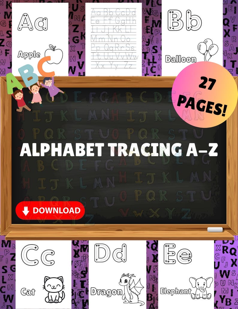 Alphabet Tracing Busy Book Printable Kids Printables PDF for ...