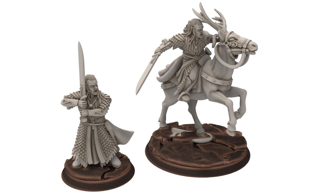 Darkwood - Wooden Elf Captain on Elk - Gwyrdgalas - Medbury Miniatures ...