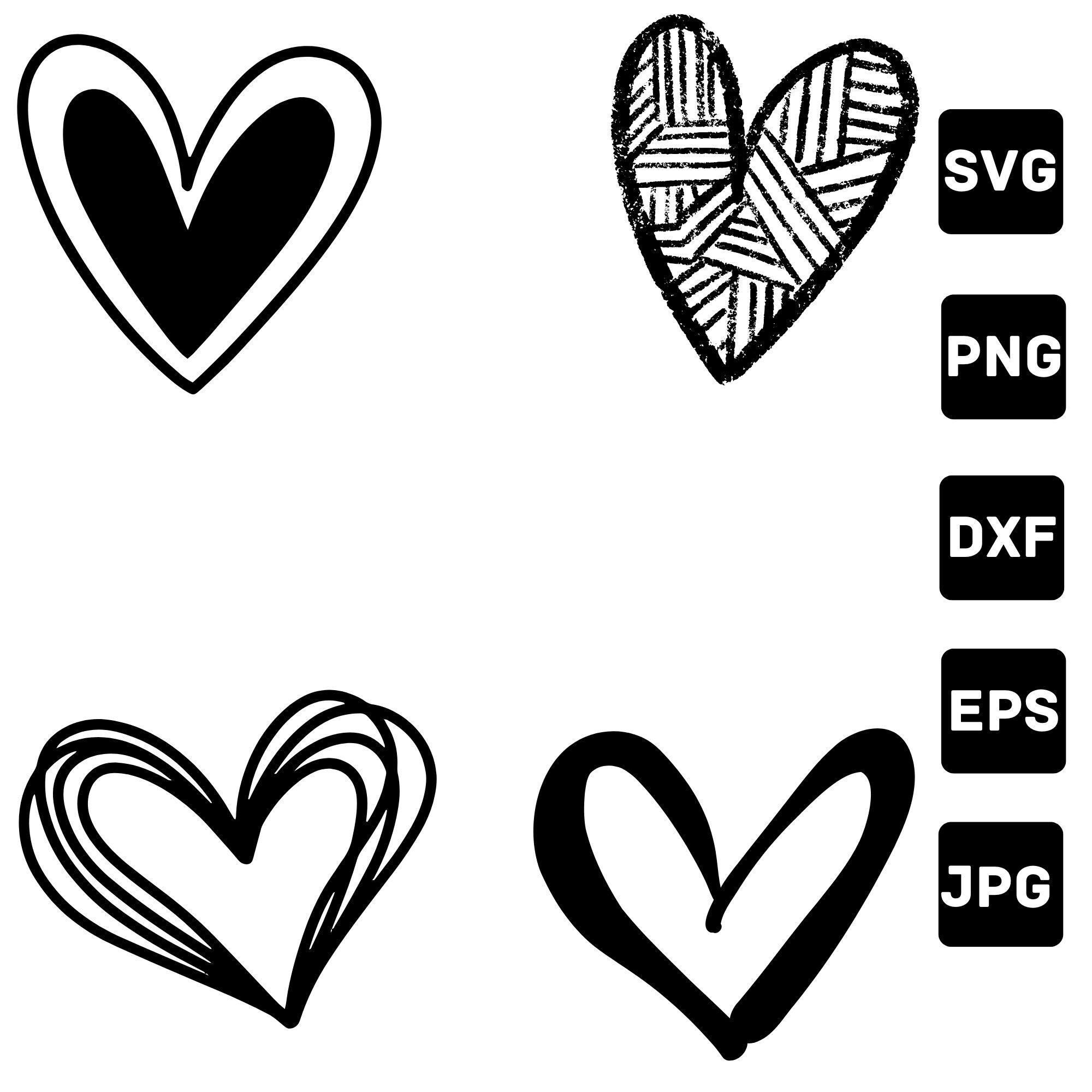 Heart Svg Bundle, Heart Doodle Svg, Hand Drawn Heart Svg, Heart Clipart ...