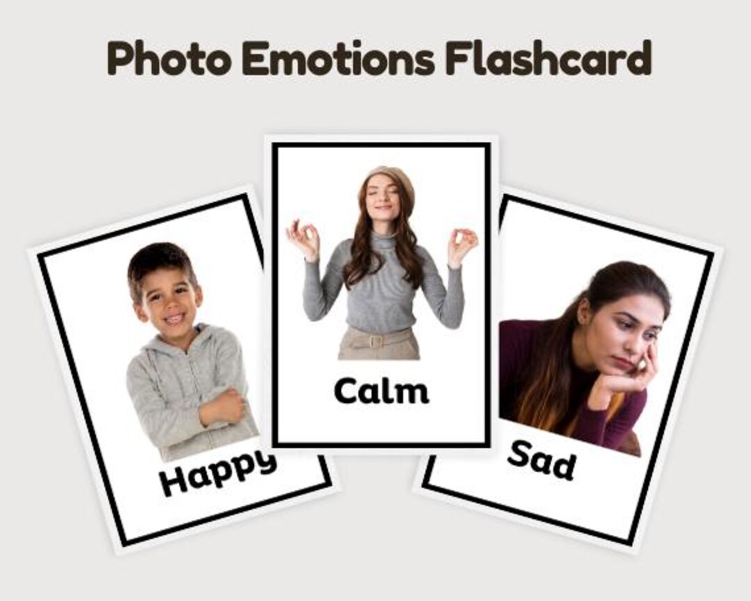 Photo Emotions Flashcards, Printable Feelings Flash Cards, Real ...