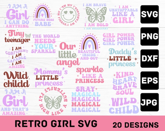 Retro Mädchen SVG Bundle, freche SVG, Girl Power, Mädchen Boss svg ...