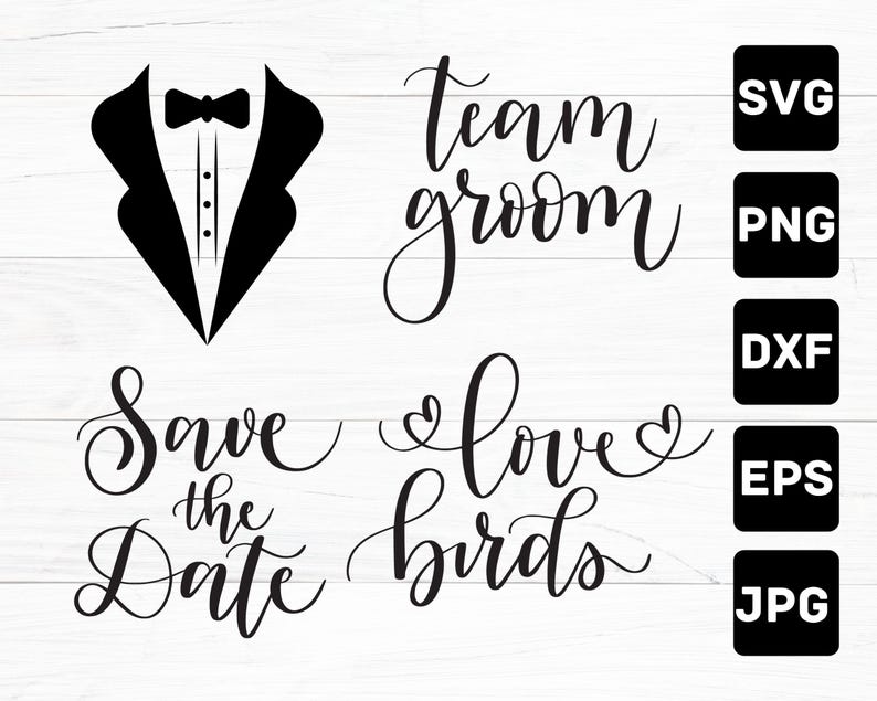 Wedding SVG Bundle: Romantic Designs for Cricut, Silhouette (digital ...